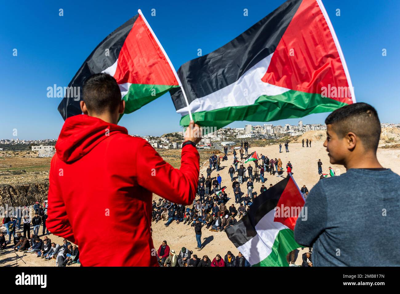 Qalandiya, Palestinian Territories. 20th Jan, 2023. Palestinians ...