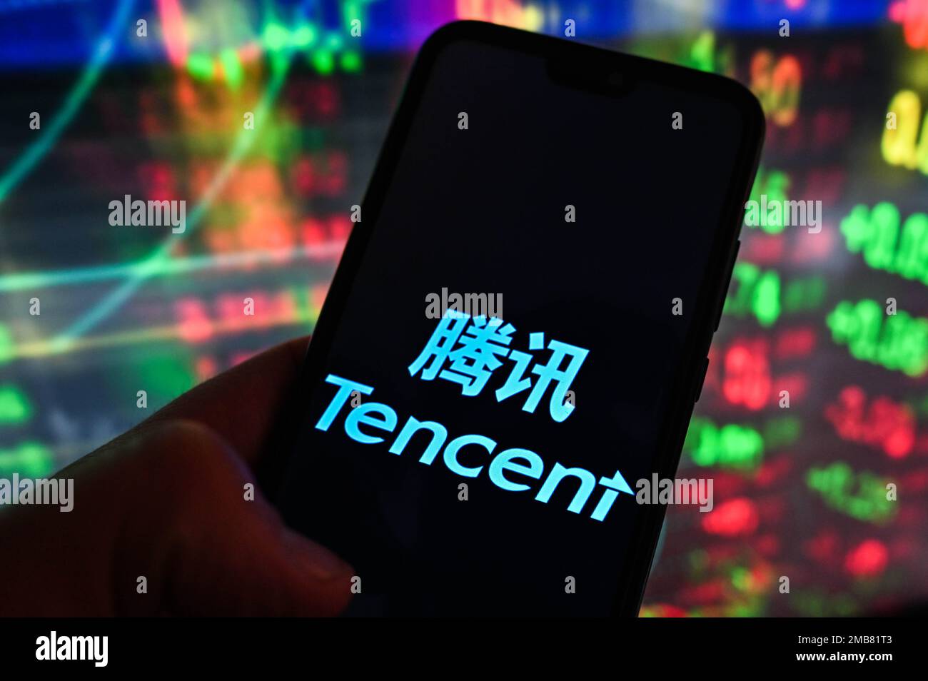In this photo illustration, the Tencent logo seen displayed on a ...
