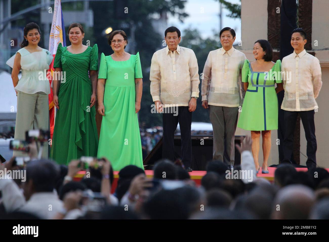 Philippine Vice President-elect Sara Duterte, second from left, poses ...