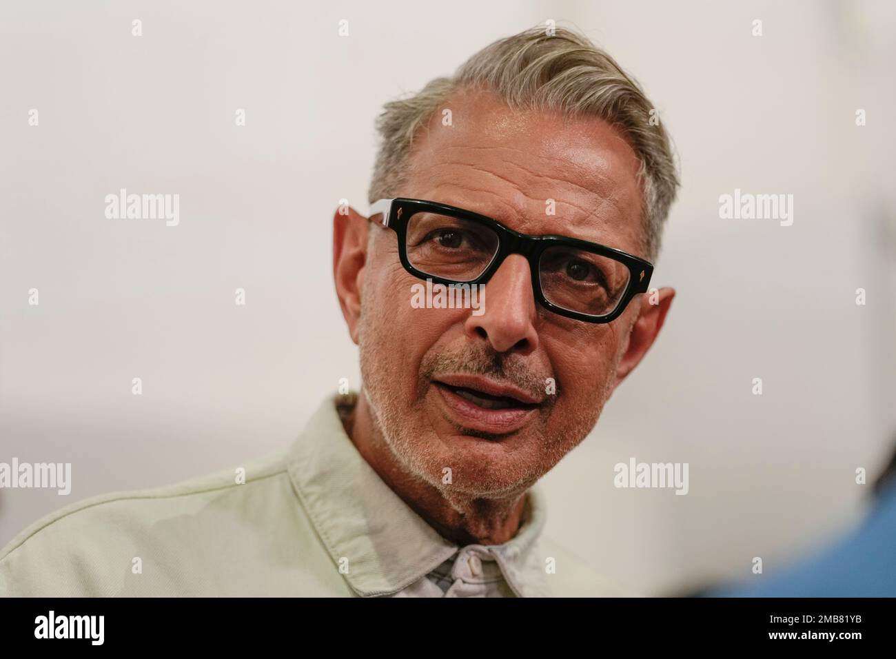 Jeff Goldblum backstage after the Prada men's Spring Summer 2023 ...