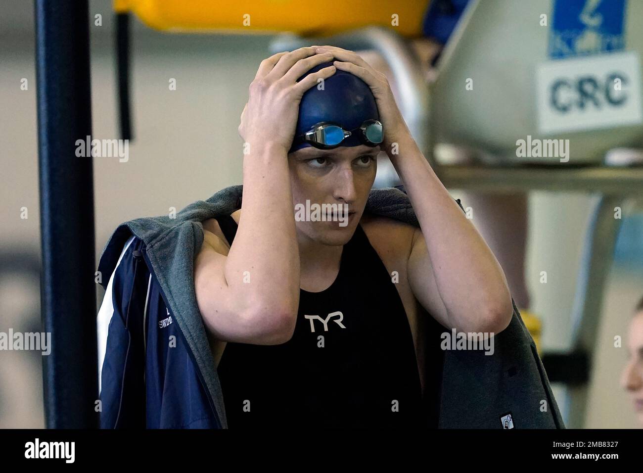 FILE - Pennsylvania transgender swimmer Lia Thomas waits for a ...