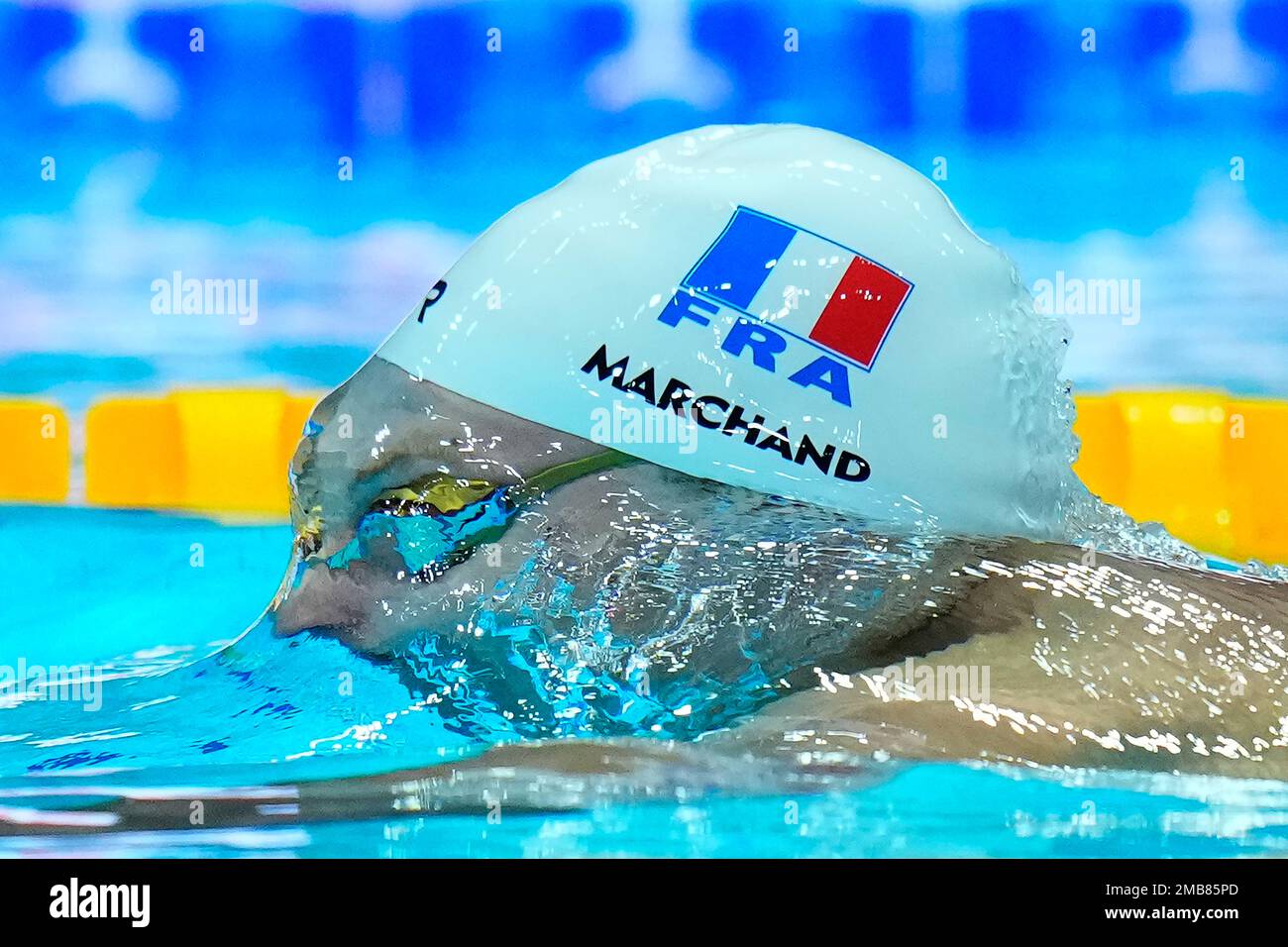 Leon Marchand of France competes during the men's 400m medley final at ...