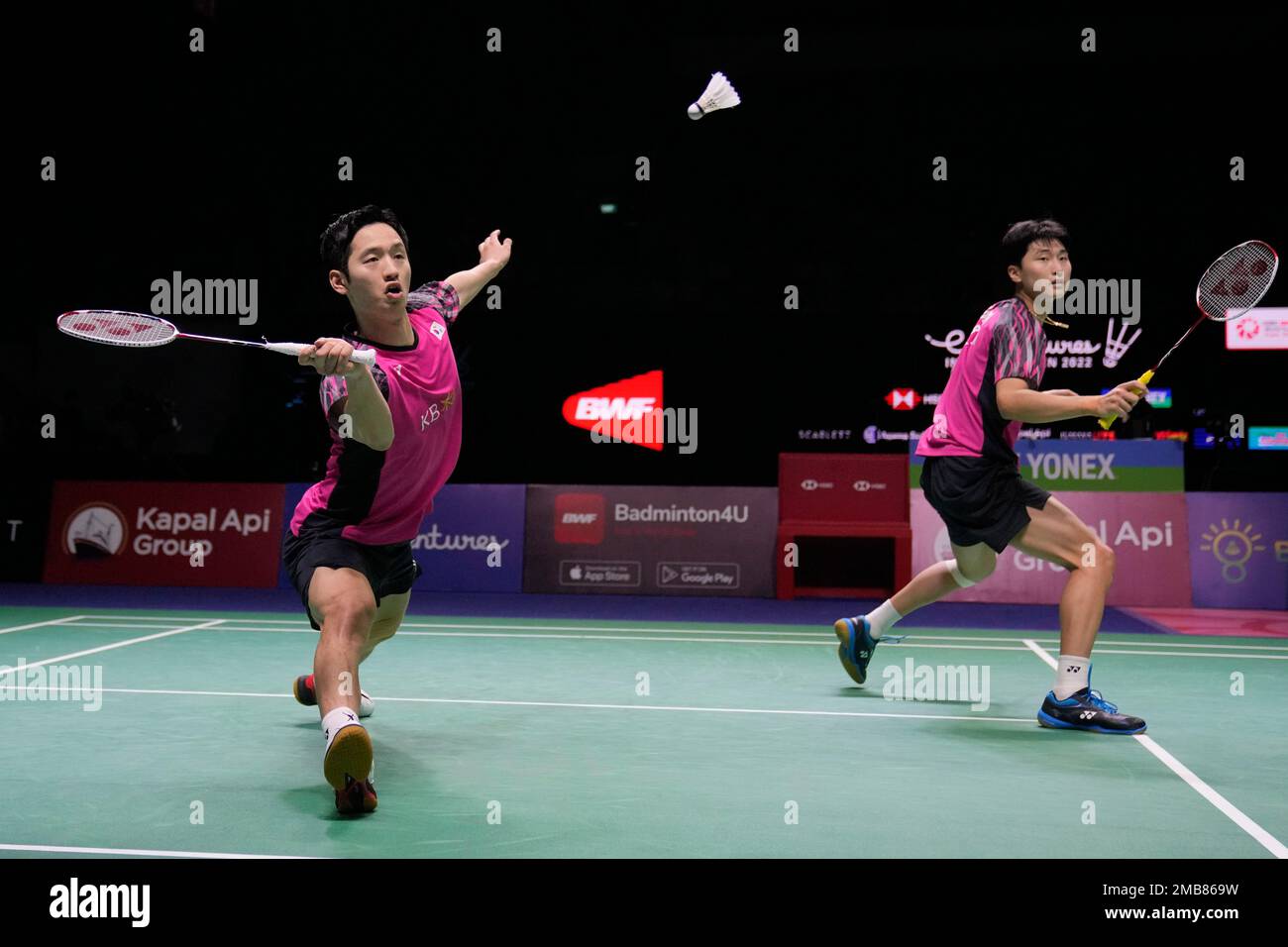South Korea's Choi Sol-gyu, left, and Kim Won-ho compete against ...