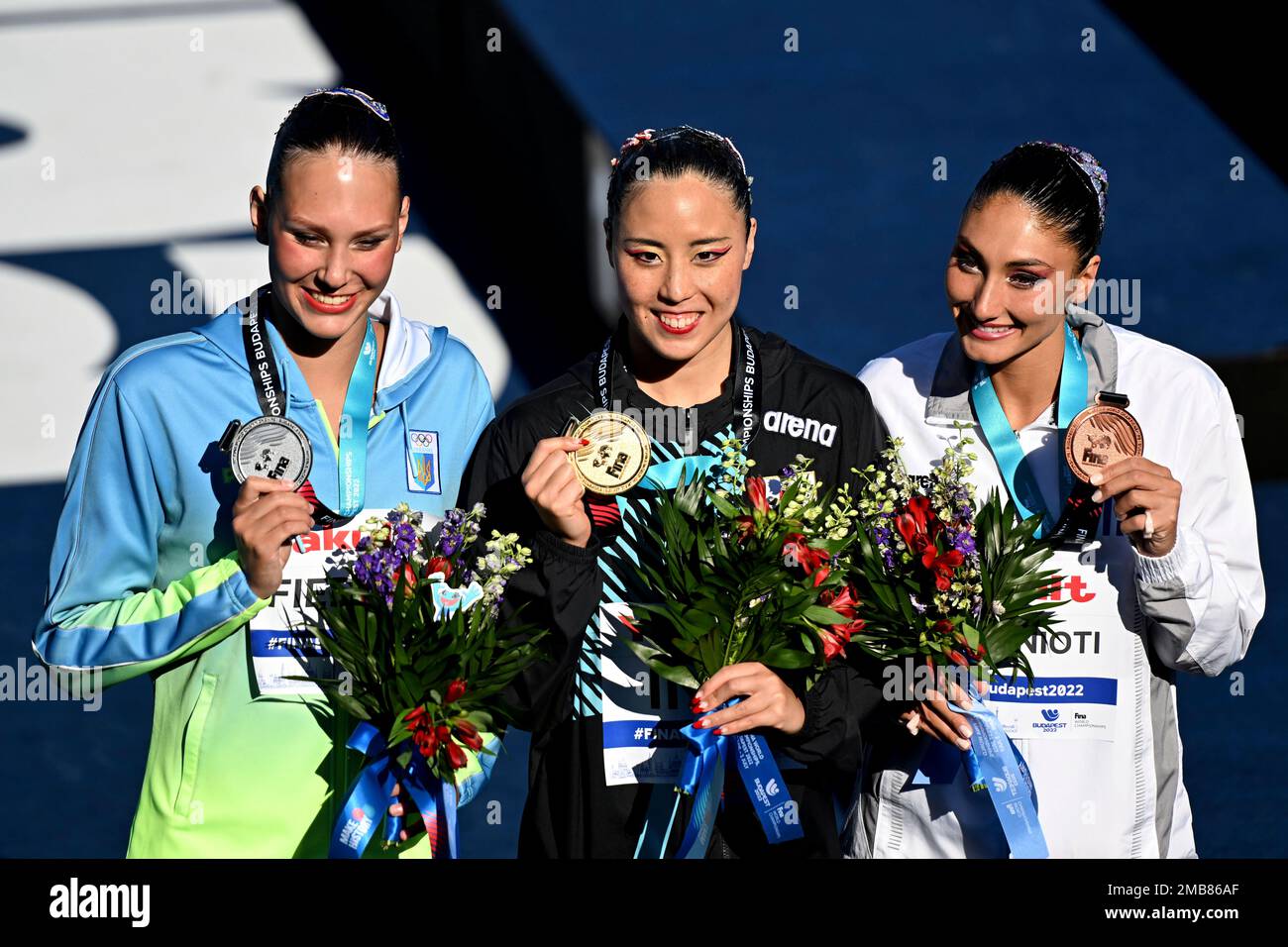 Ukraine's Marta Fedina (left to right), Japan's Yukiko Inui, Greece's ...