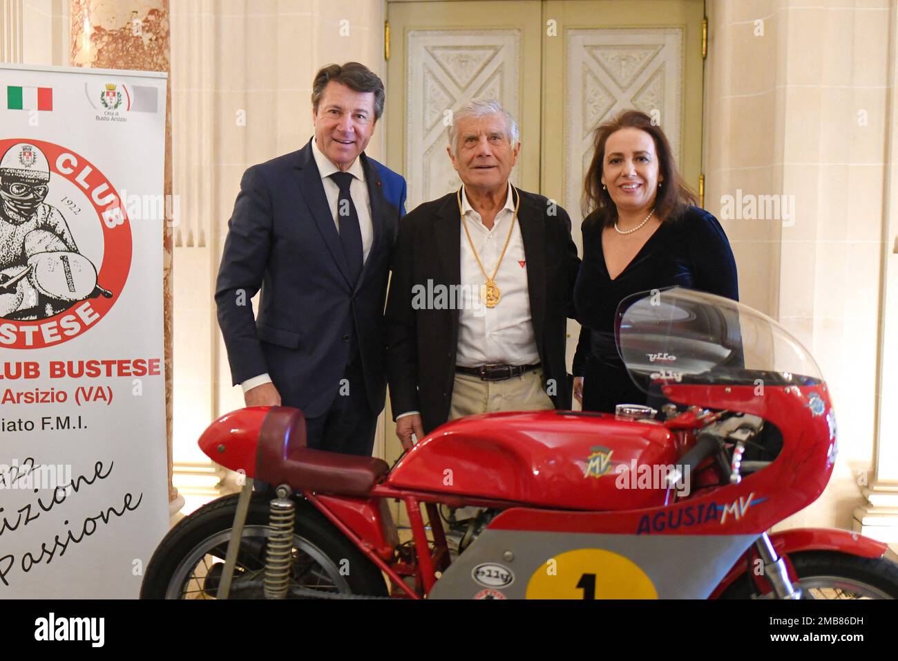 Mayor of Nice Christian Estrosi, Italian motorcycle rider Giacomo ...