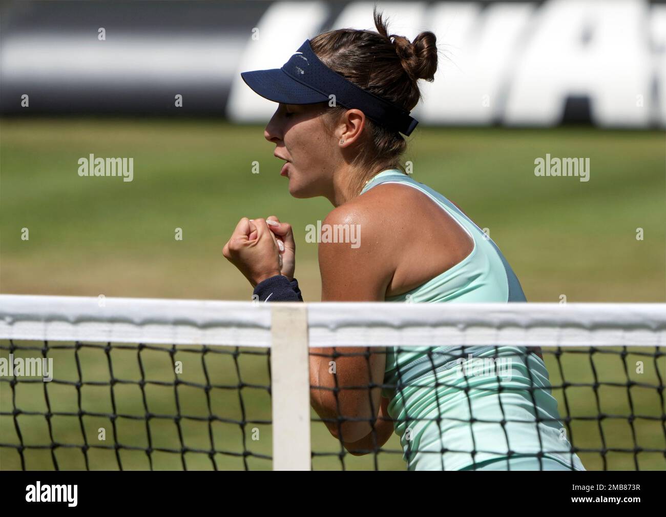 Belinda Bencic from Switzerland celebrates winning the WTA tournament ...