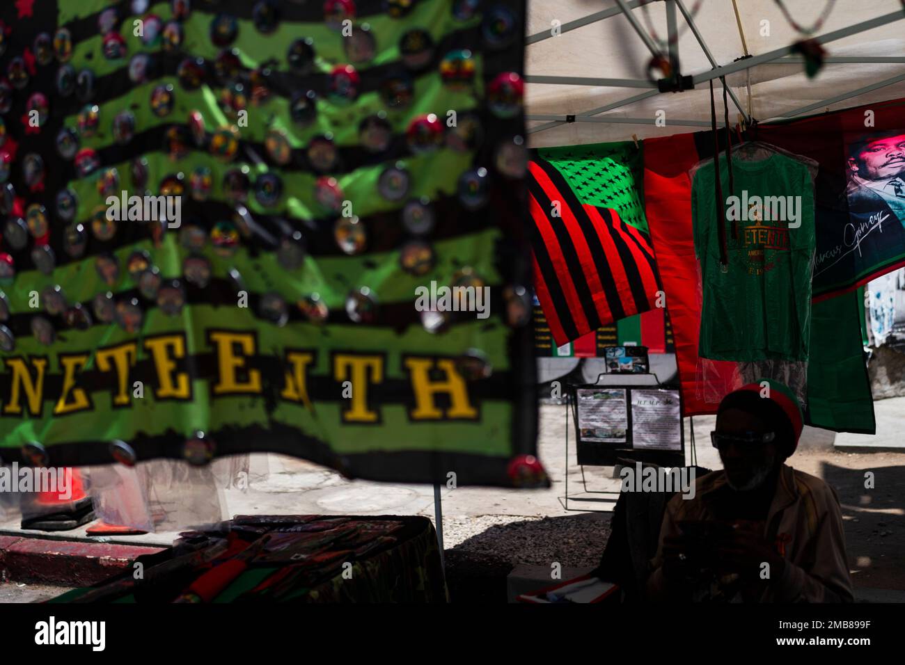 Juneteenth-themed items are for sale in Los Angeles, Friday, June 17 ...