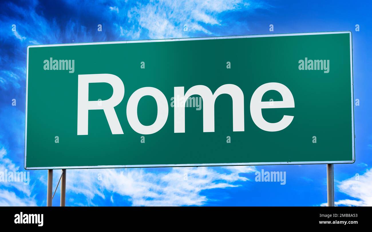Road sign informing of the entrance to the city of Rome Stock Photo - Alamy
