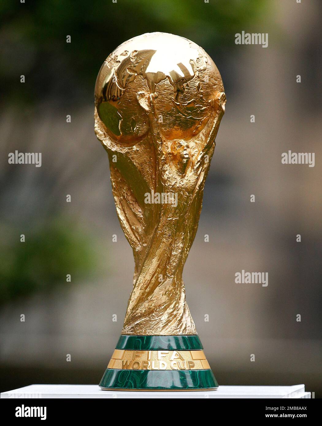 2026 FIFA World Cup Trophy on display before press conference at ...