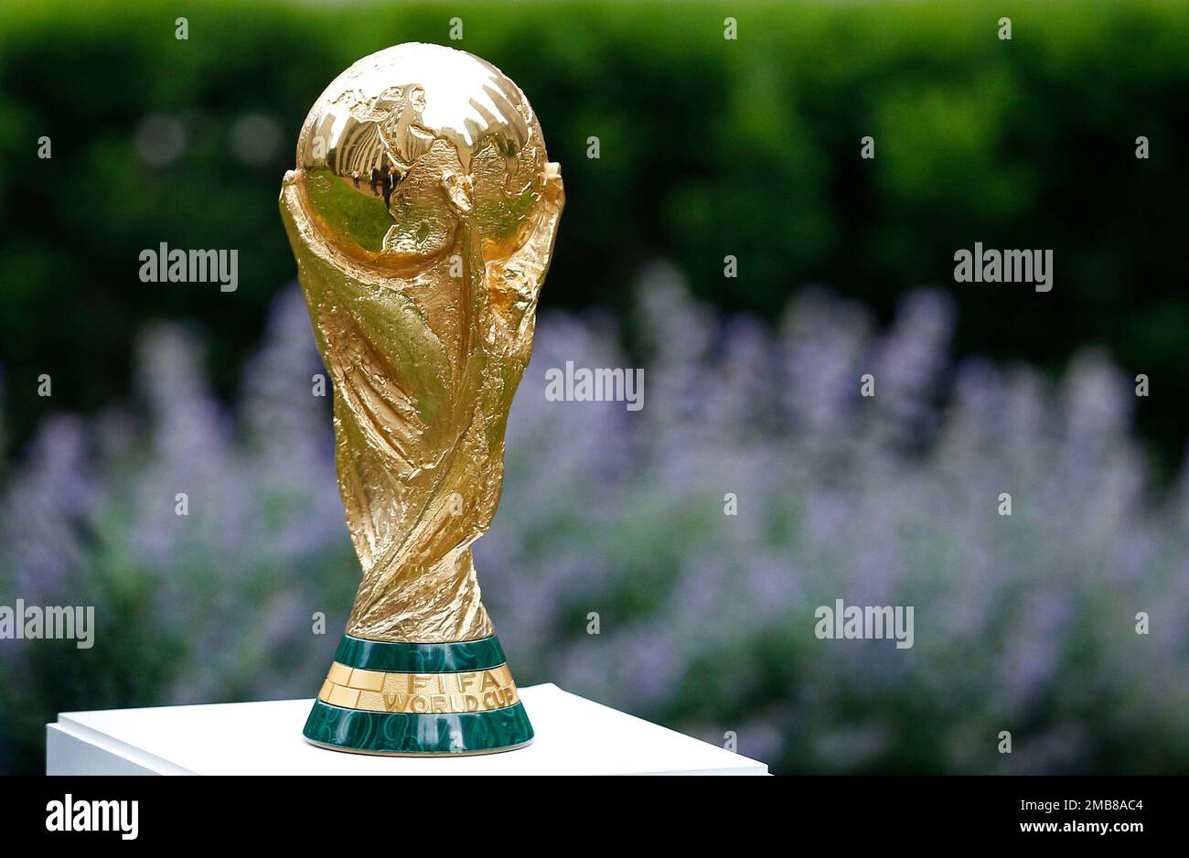 2026 FIFA World Cup Trophy on display before press conference at ...
