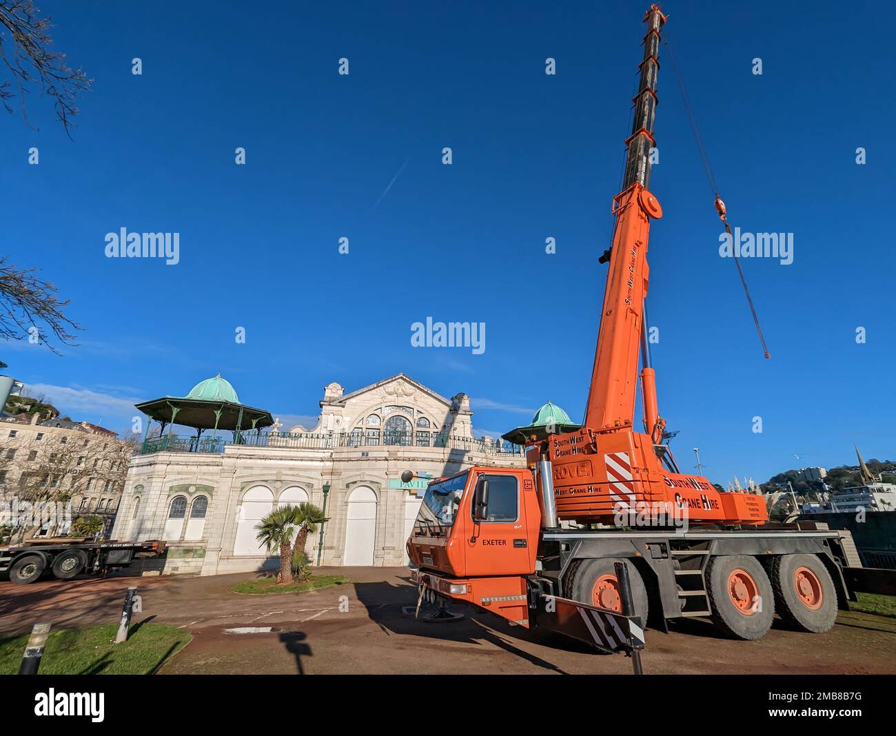 Torbay, UK. 20th Jan, 2023. A large crane is seen and the surrounding ...