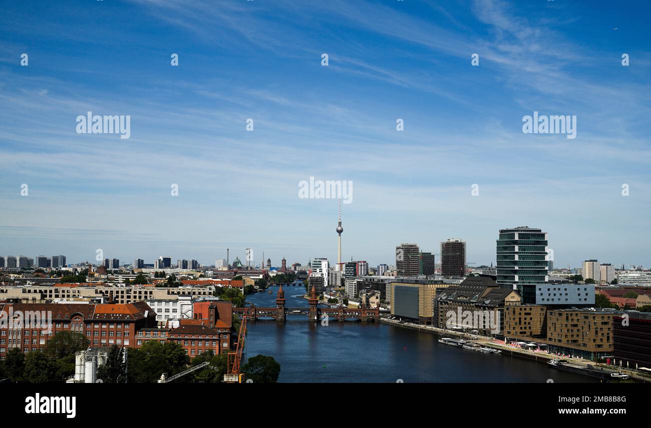 Blue sky appears on a hot summer day over the German capital Berlin ...