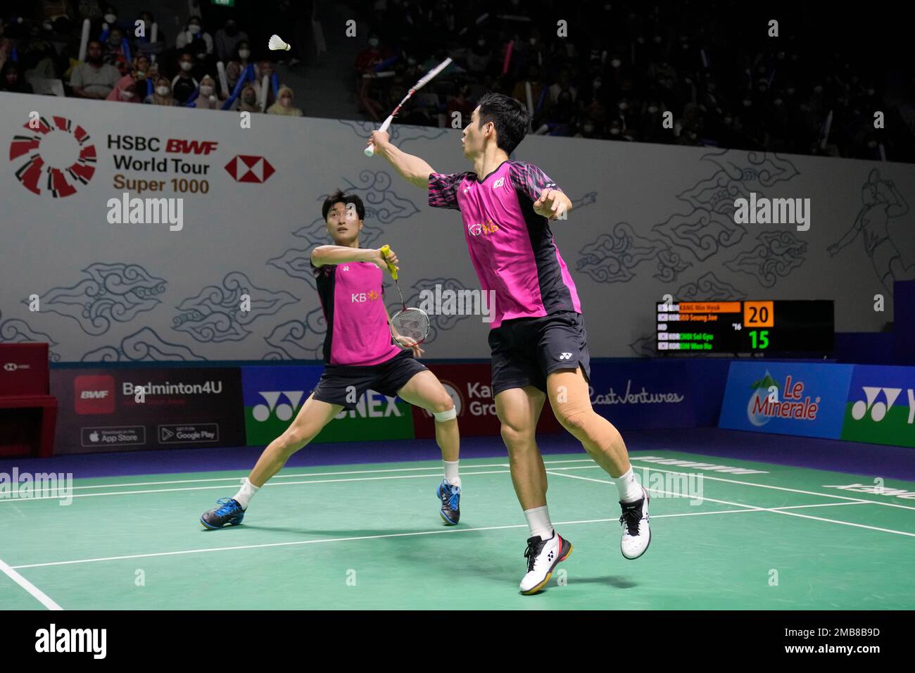 South Korea's Choi Sol-gyu, right, and Kim Won-ho compete against their ...