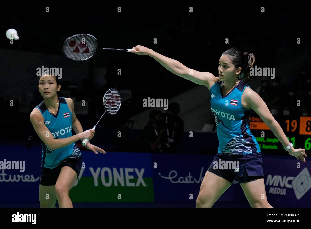 Jongkolphan Kitthitharakul, left, and Rawinda Prajongjai of Thailand ...