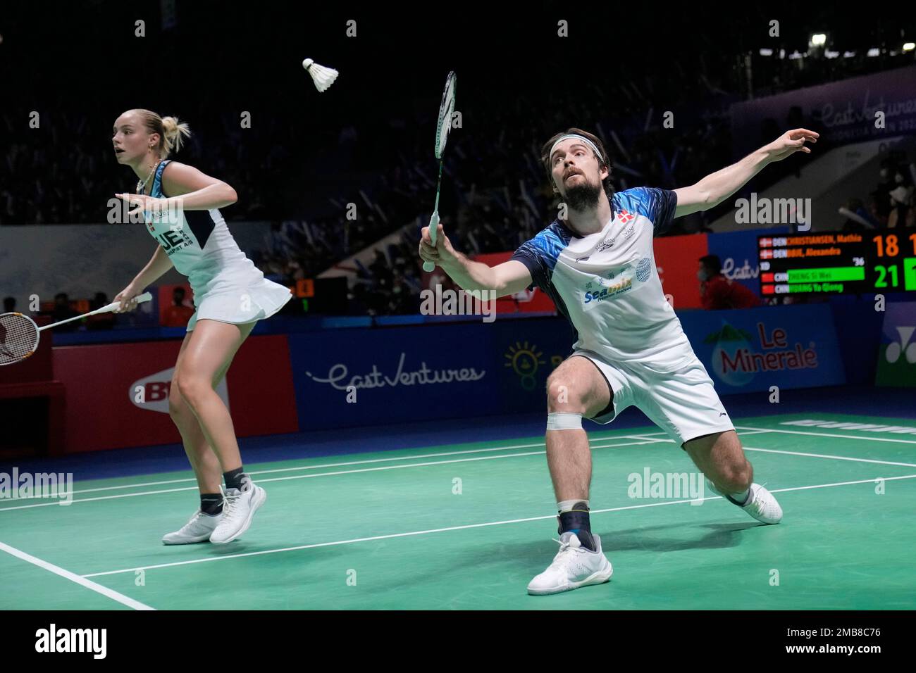 Denmark's Mathias Christiansen, right, and Alexandra Boje compete ...