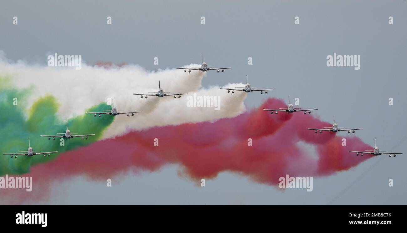 italian aerobatic air team,Frecce Tricolori Stock Photo - Alamy