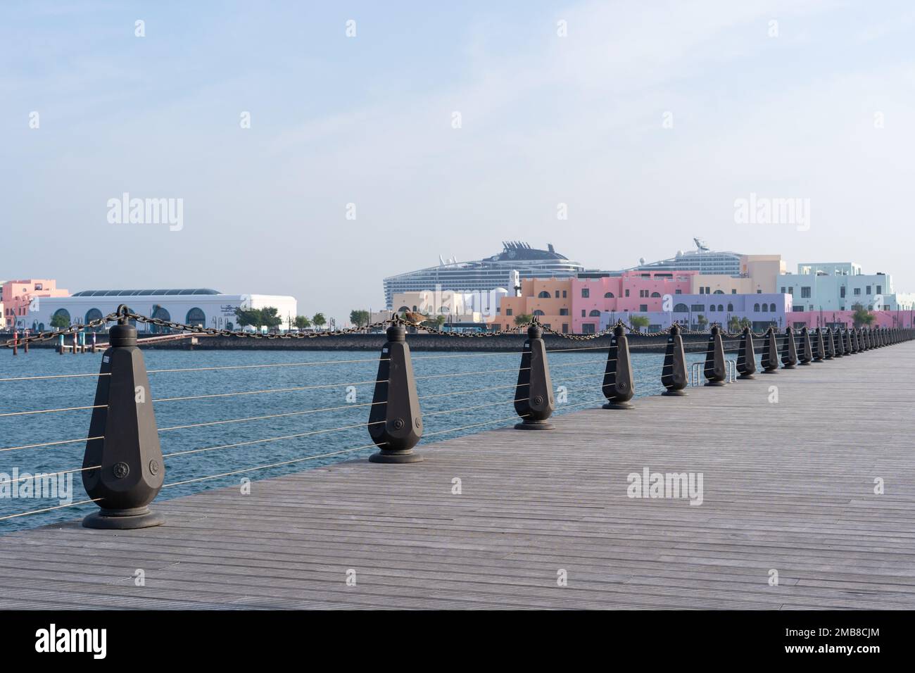 Morning view of Mina District Corniche in old Doha port, Qatar Stock ...