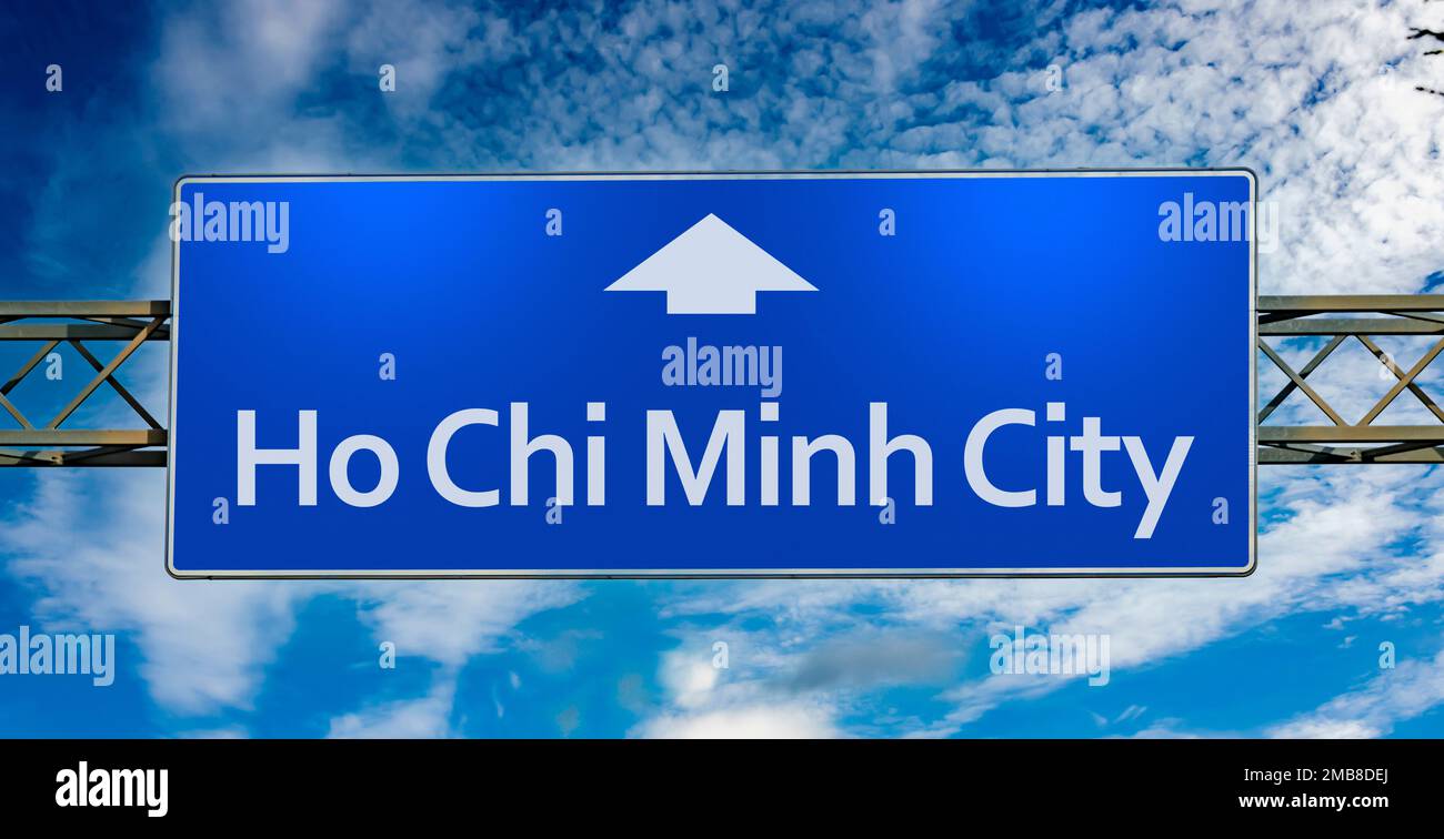 Road sign indicating direction to the city of Ho Chi Minh City Stock ...