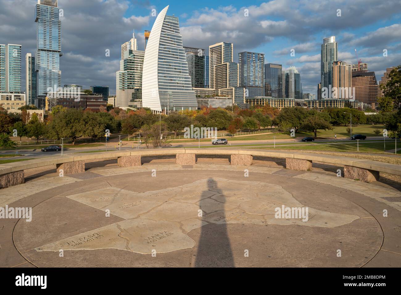 Austin Texas skyline with Texas map Stock Photo - Alamy