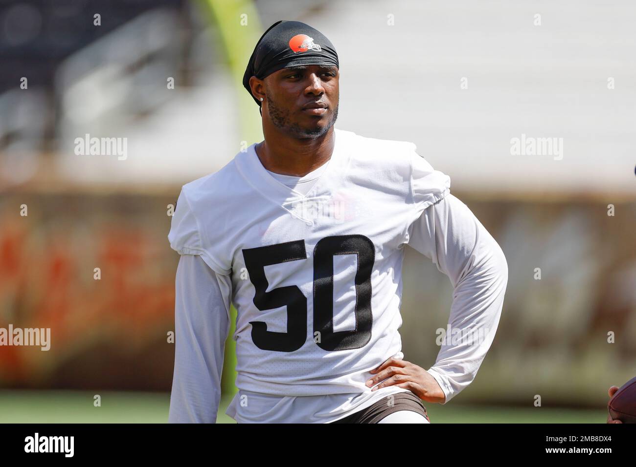 Cleveland Browns' Jacob Phillips stands on the sideline during an NFL ...