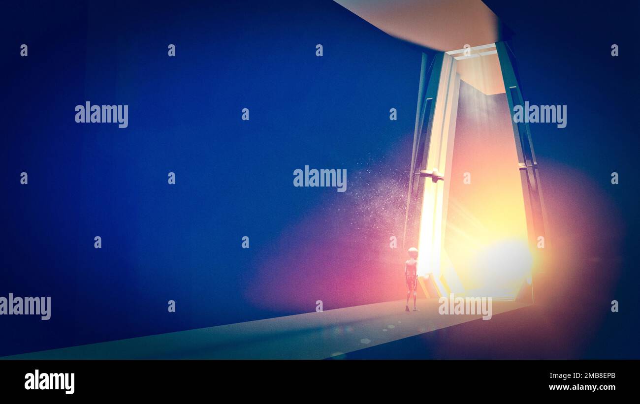 Portal with other worlds, alien spaceship. Door to other dimensions ...