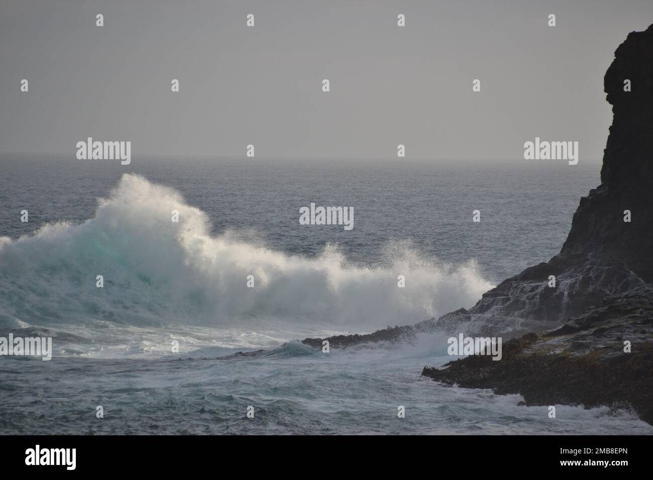 The big foamy waves hitting the cliffs at the Curio Bay New Zealand ...