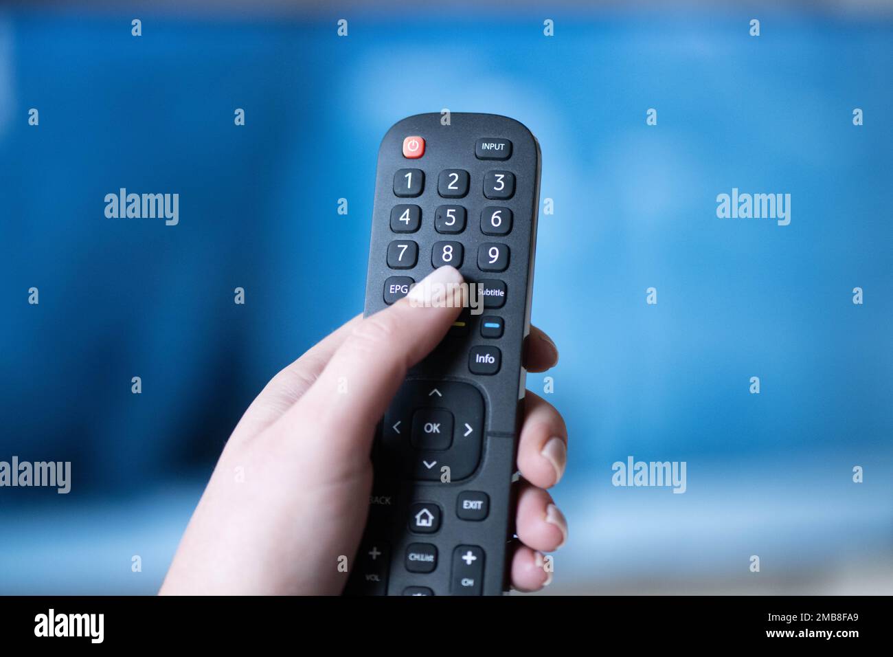 Dresden, Germany. 17th Jan, 2023. A woman changes the channel with the ...