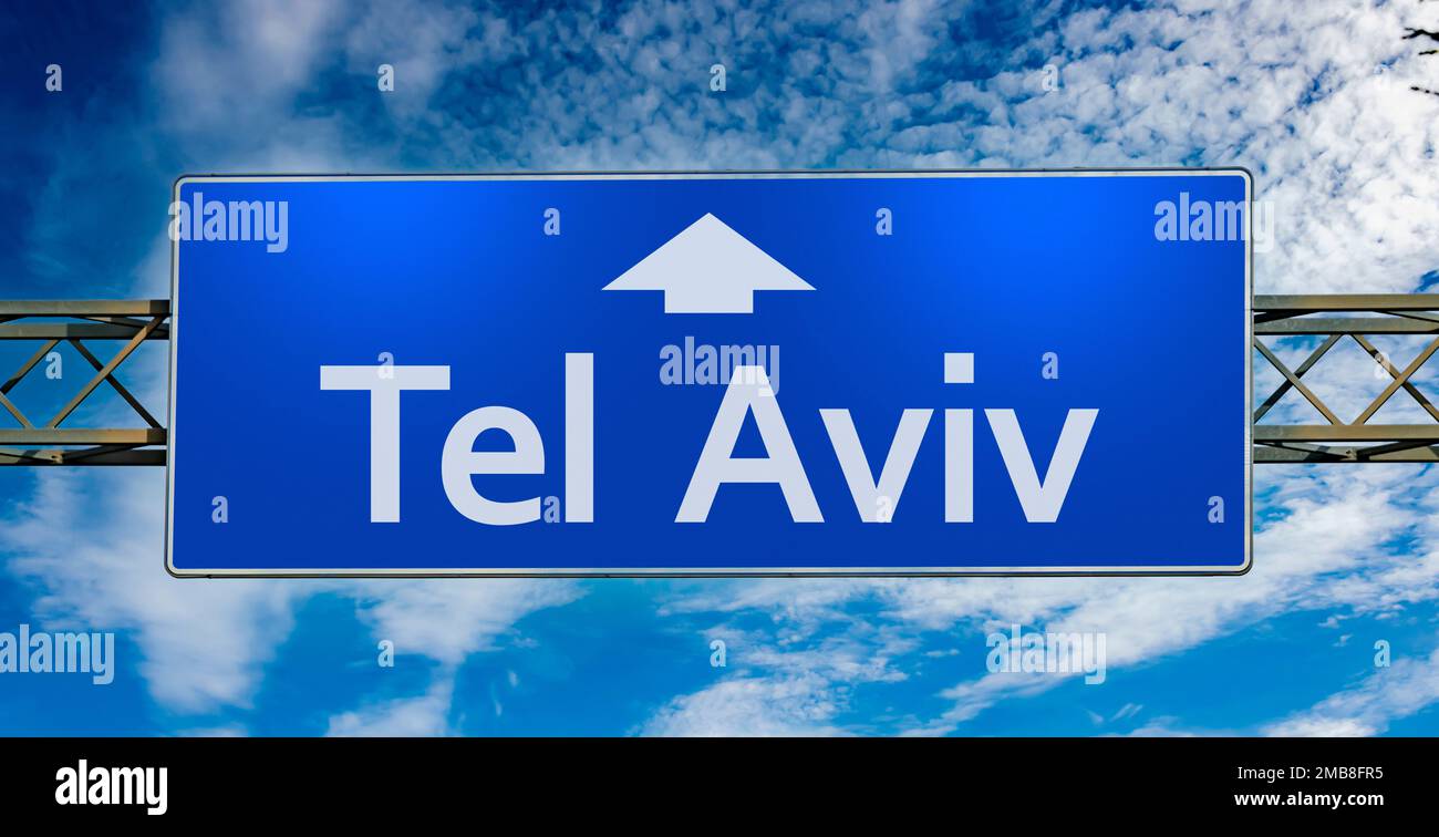 Road sign indicating direction to the city of Tel Aviv Stock Photo - Alamy