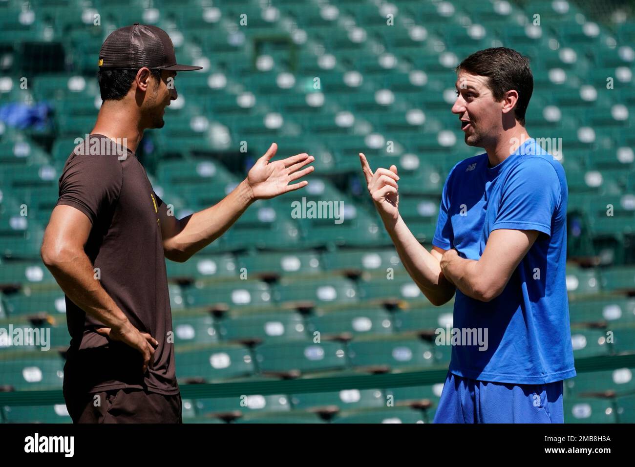 Former Cubs teammates, San Diego Padres pitcher Yu Darvish, left, and ...
