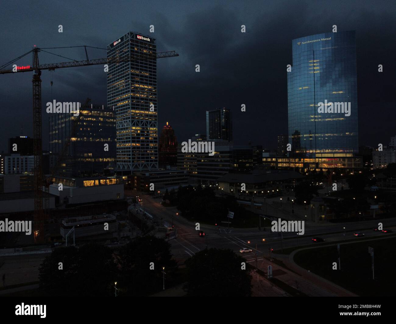 The Milwaukee skyline, including the Northwest Mutual Insurance ...