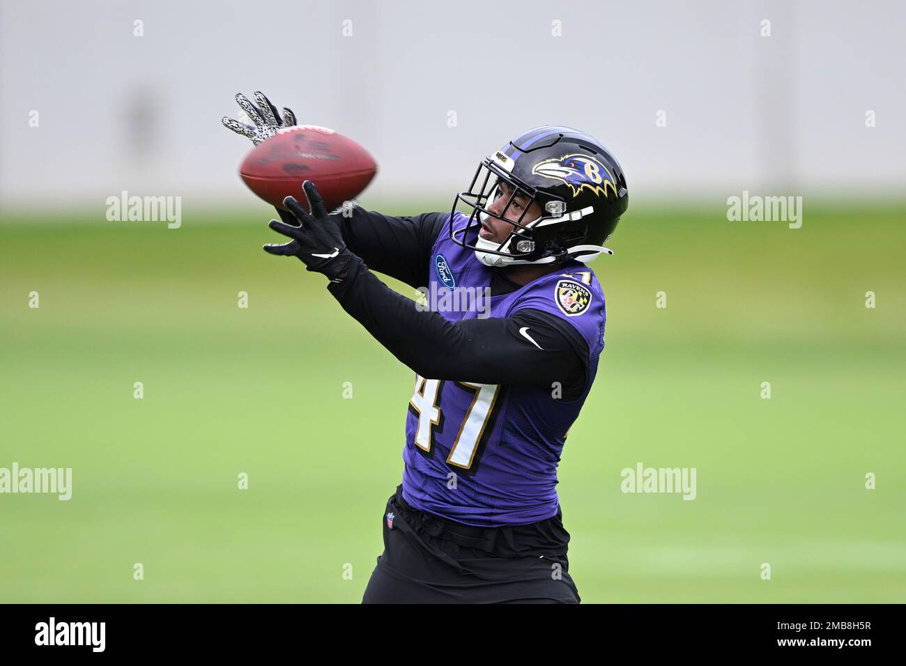 Baltimore Ravens running back Nate McCrary takes part in drills at the ...