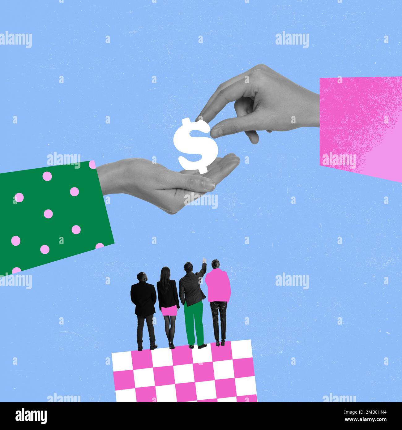 Business goals. Contemporary art collage. Motivated and concentrated ...