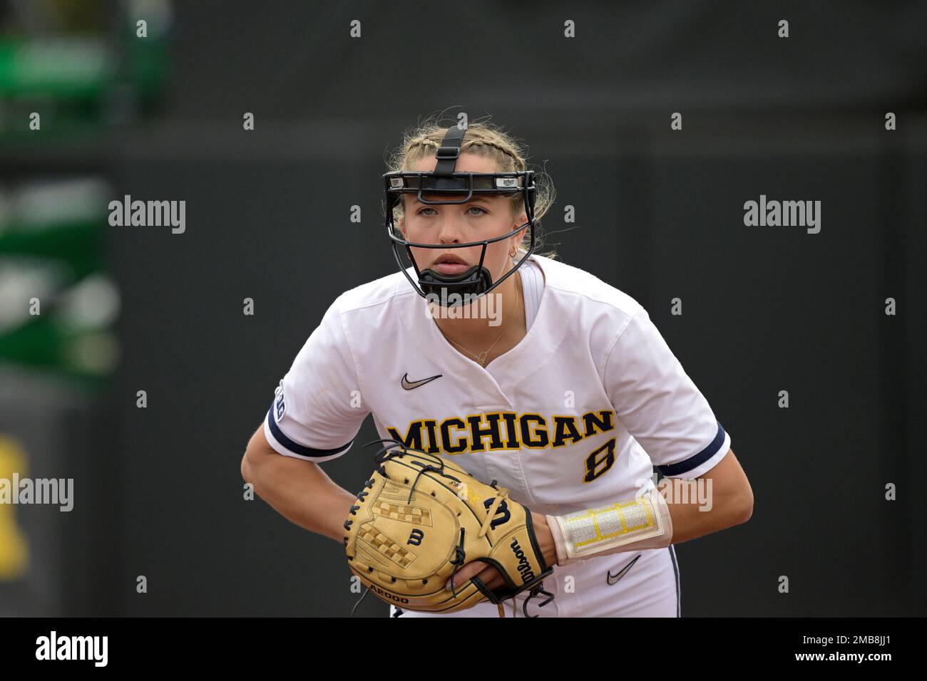 Michigan pitcher Alex Storako (8) throws from the mound during an NCAA ...