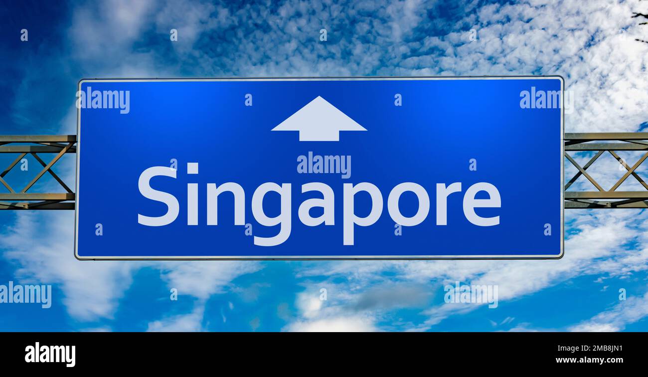 Road sign indicating direction to the city of Singapore Stock Photo - Alamy