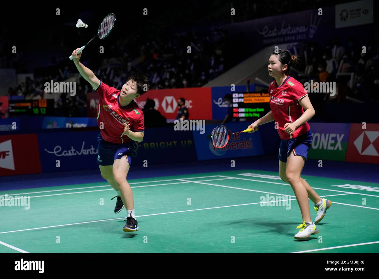 Liu Xuan Xuan, left, and Xia Yu Ting of China compete against Japan's Nami Matsuyama and Chiharu ...
