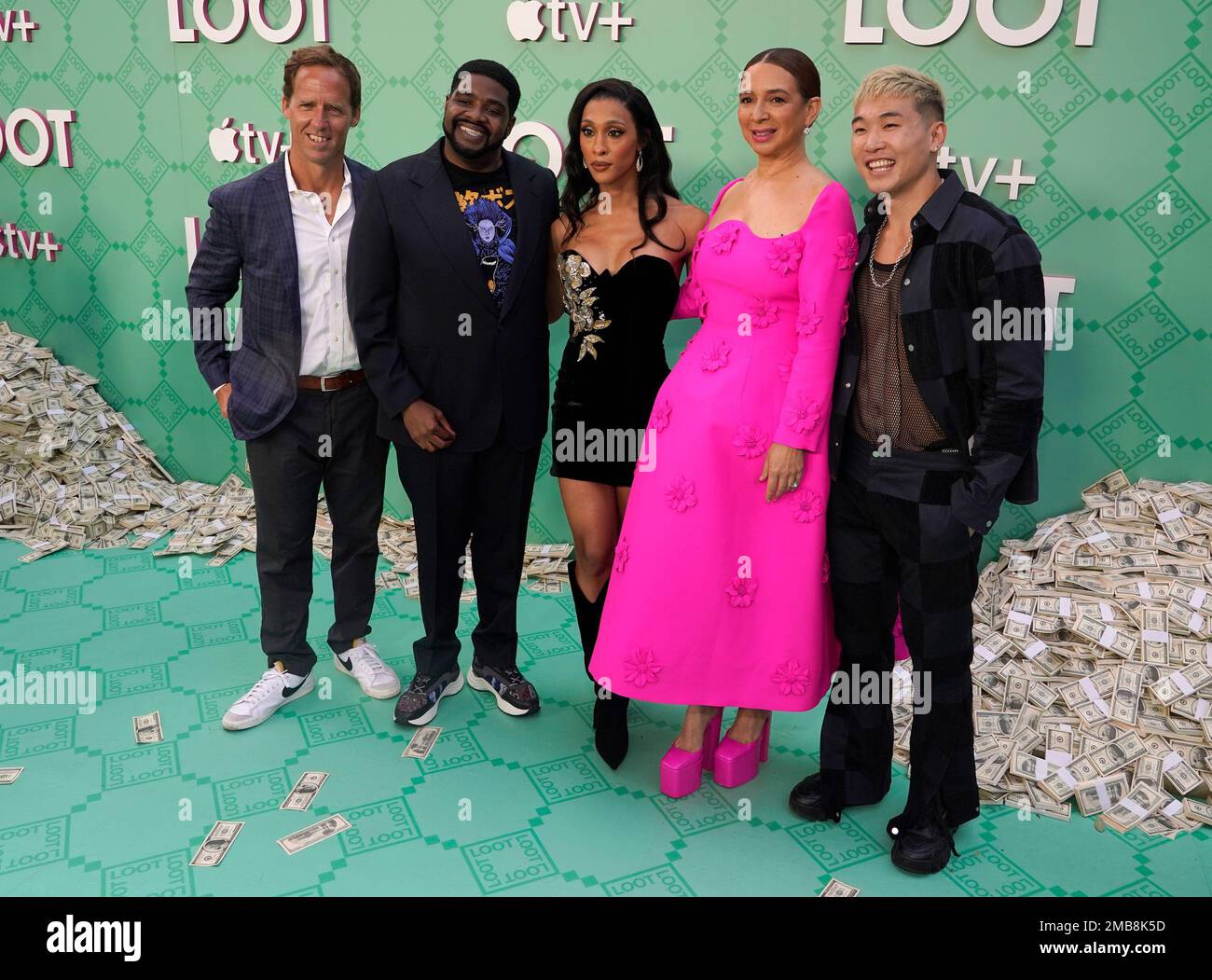 Nat Faxon, from left, Ron Funches, Michaela Jae Rodriguez, Maya Rudolph ...
