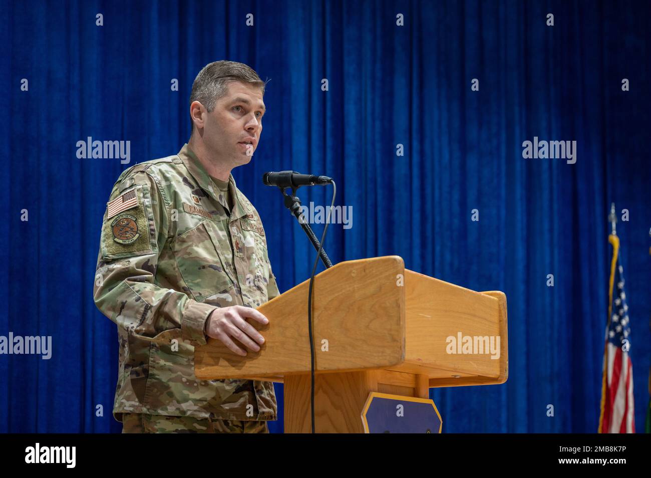 U.S. Air Force Maj. Shawn D. Cameron, incoming commander, 386th ...
