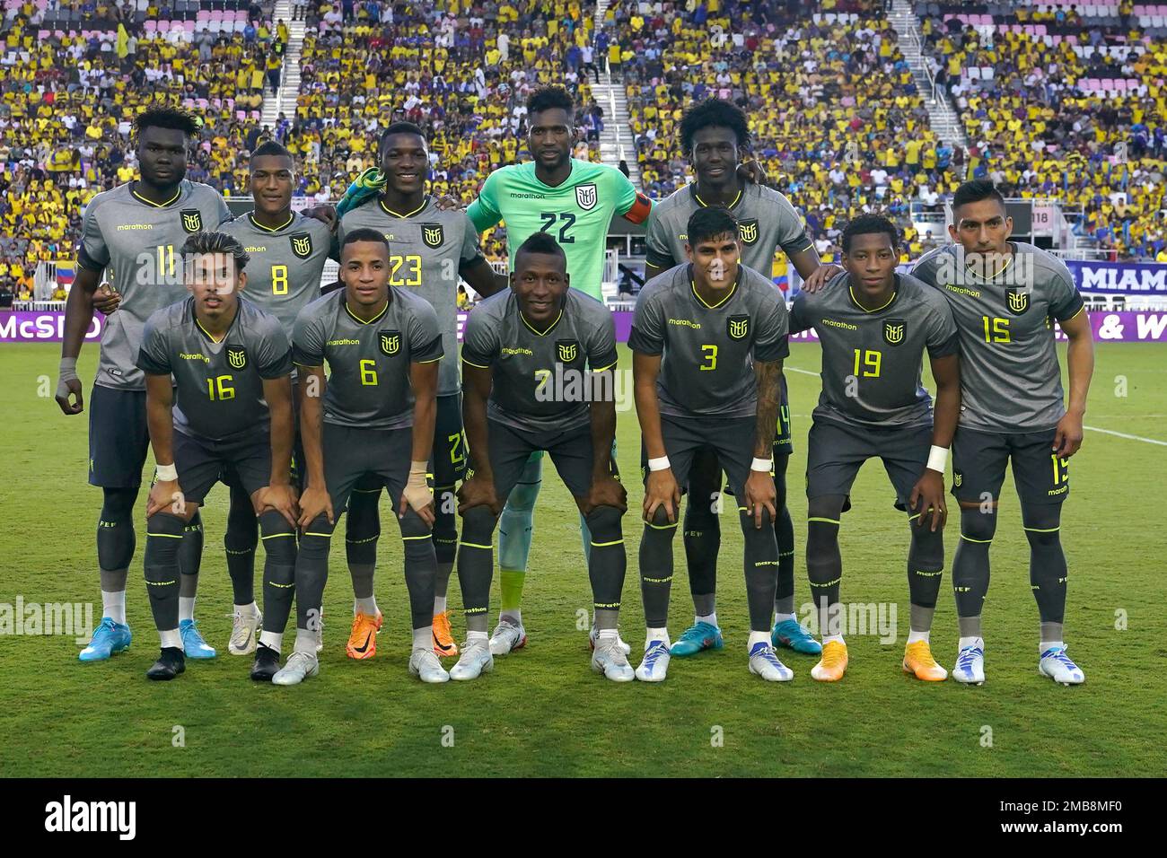 The Ecuador national team poses for a team photo before an ...