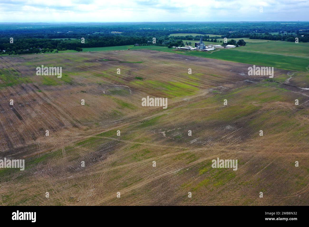 This aerial image taken with a drone on June 9, 2022 shows a portion of ...