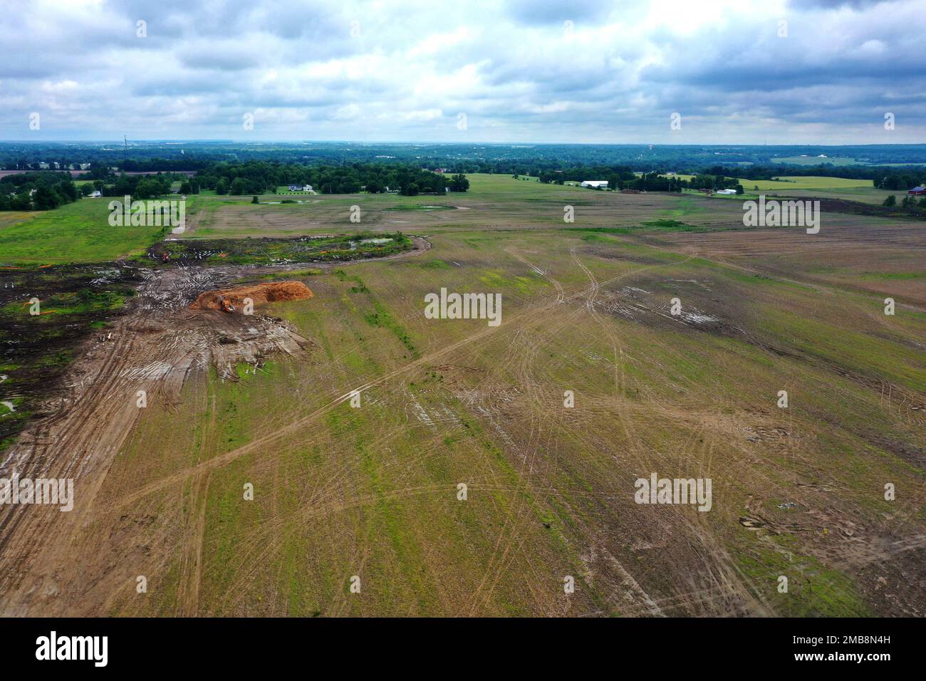 This aerial image taken with a drone on June 9, 2022 shows a portion of ...