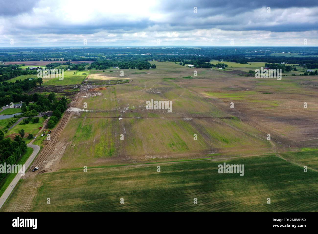 This aerial image taken with a drone on June 9, 2022 shows a portion of ...