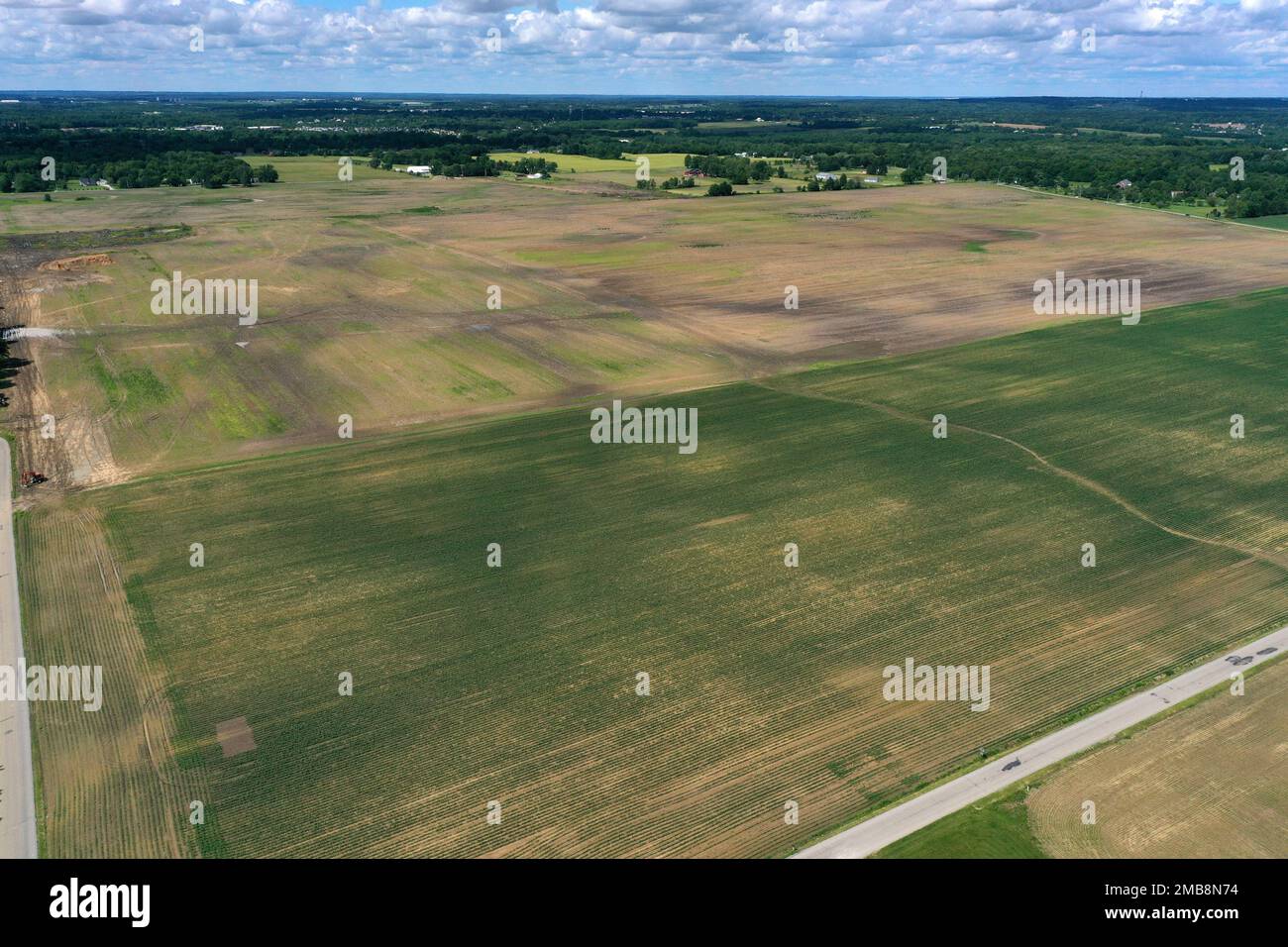 This aerial image taken with a drone on June 9, 2022 shows a portion of ...