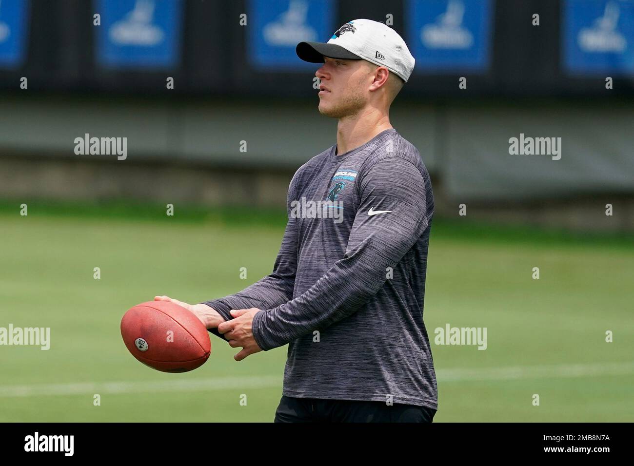 Carolina Panthers' Christian McCaffrey takes part in drills at the NFL ...