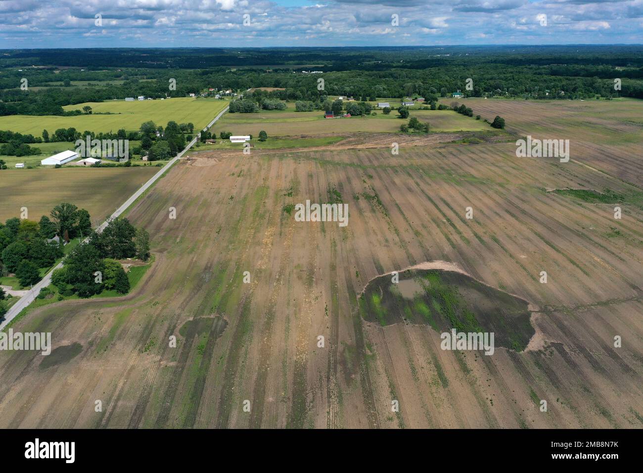 This aerial image taken with a drone on June 9, 2022 shows a portion of ...