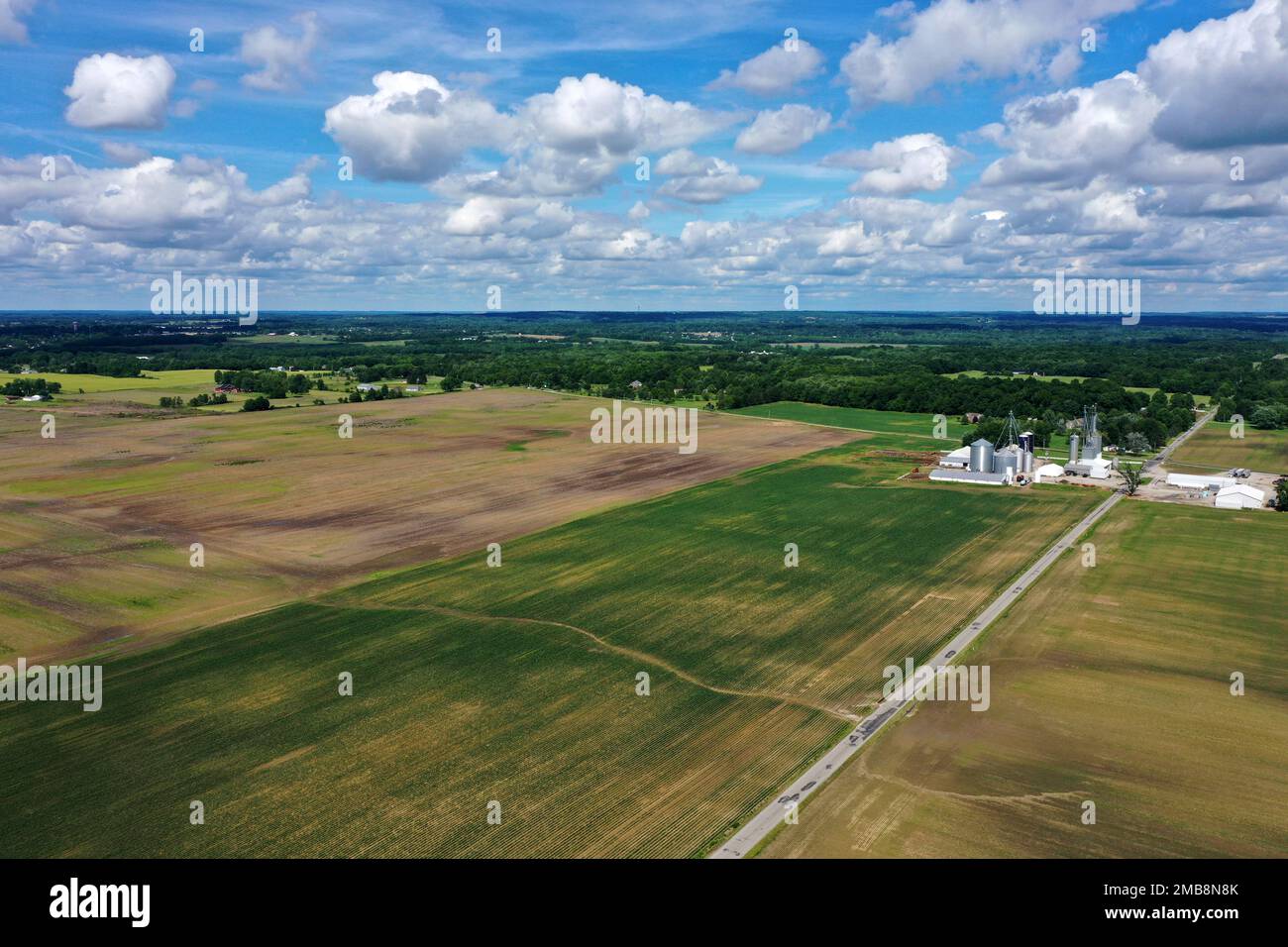 This aerial image taken with a drone on June 9, 2022 shows a portion of ...