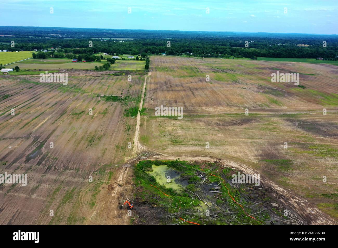 This aerial image taken with a drone on June 8, 2022 shows a portion of ...