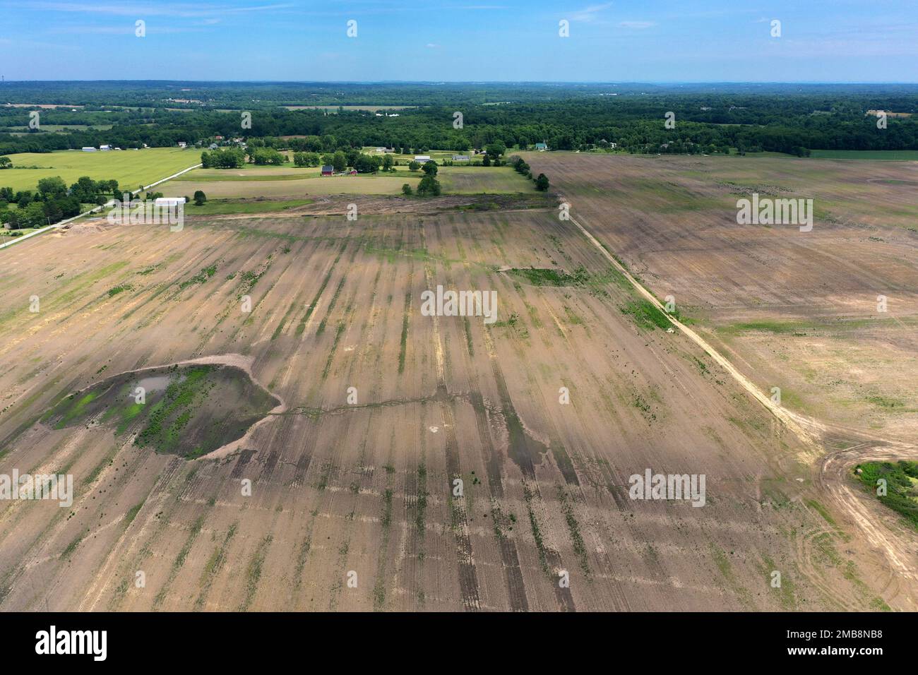 This aerial image taken with a drone on June 8, 2022 shows a portion of ...