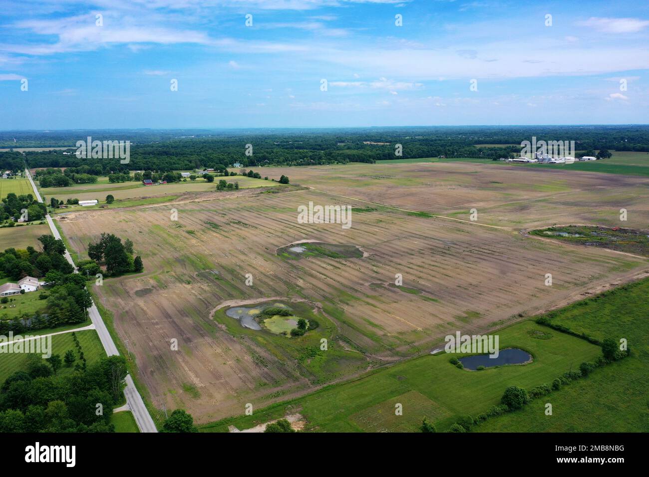 This aerial image taken with a drone on June 8, 2022 shows a portion of ...