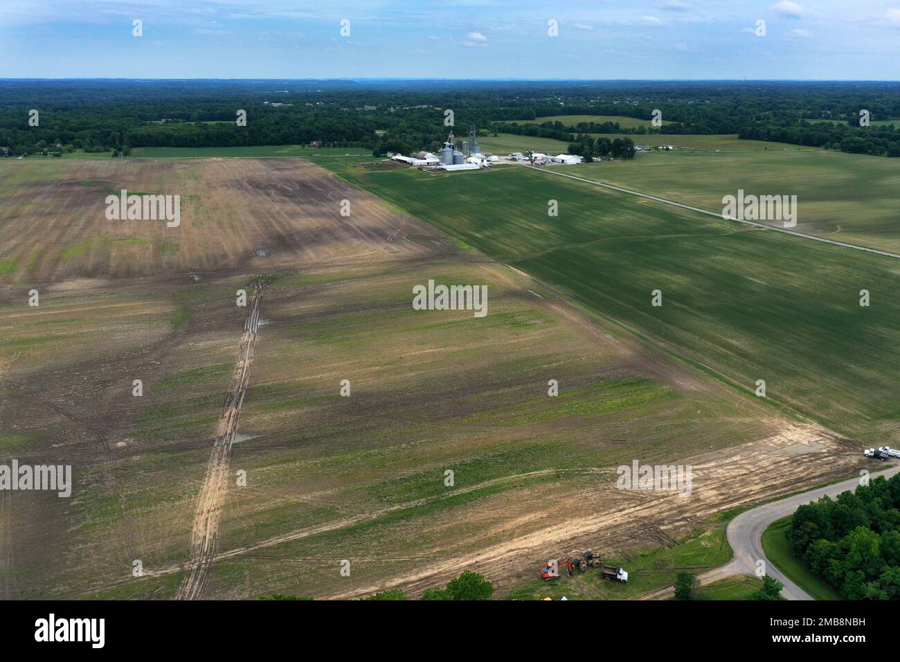 This aerial image taken with a drone on June 8, 2022 shows a portion of ...