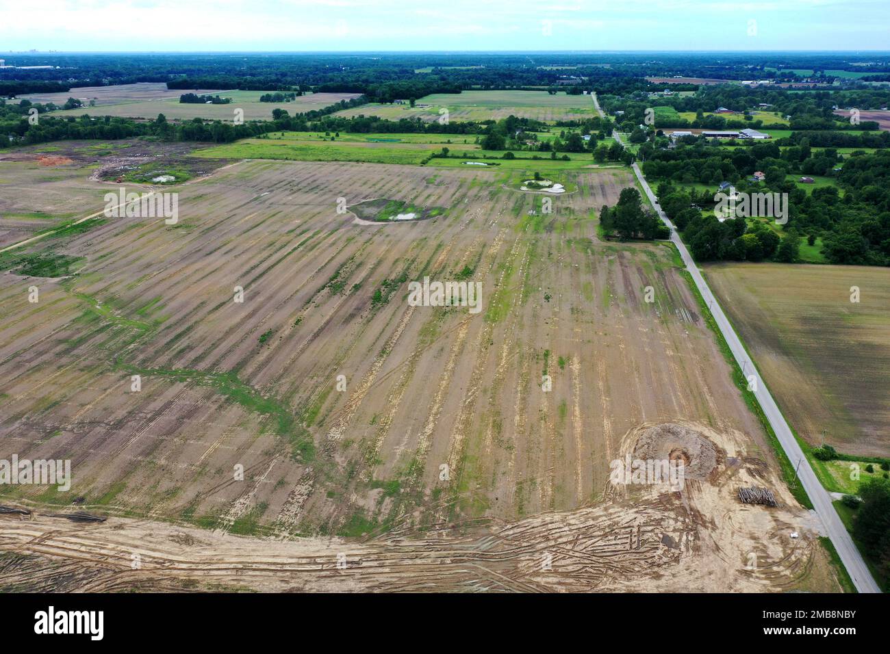 This aerial image taken with a drone on June 8, 2022 shows a portion of ...
